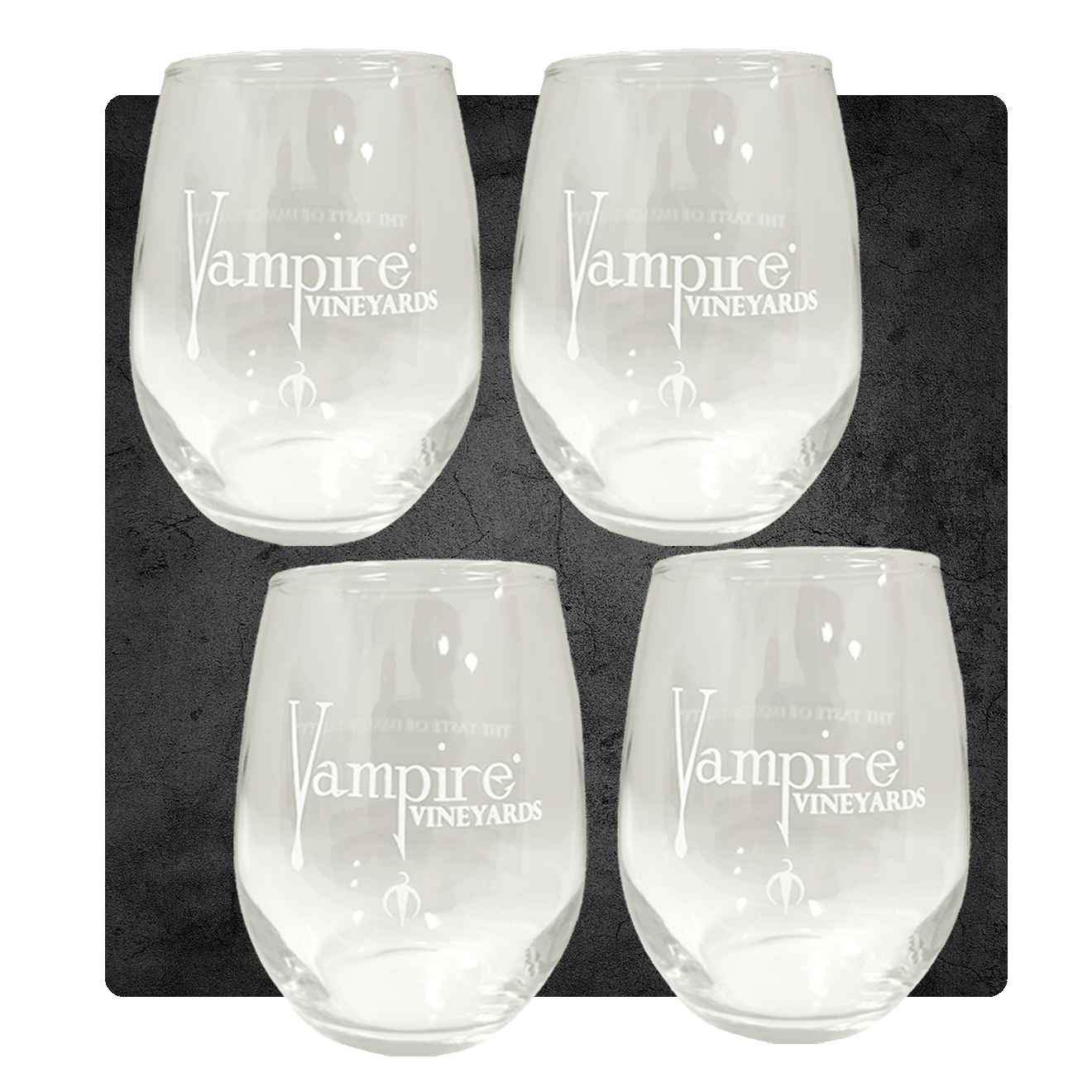 VAMPIRE® STEMLESS WINE GLASS SET OF 4 – Vampire.com